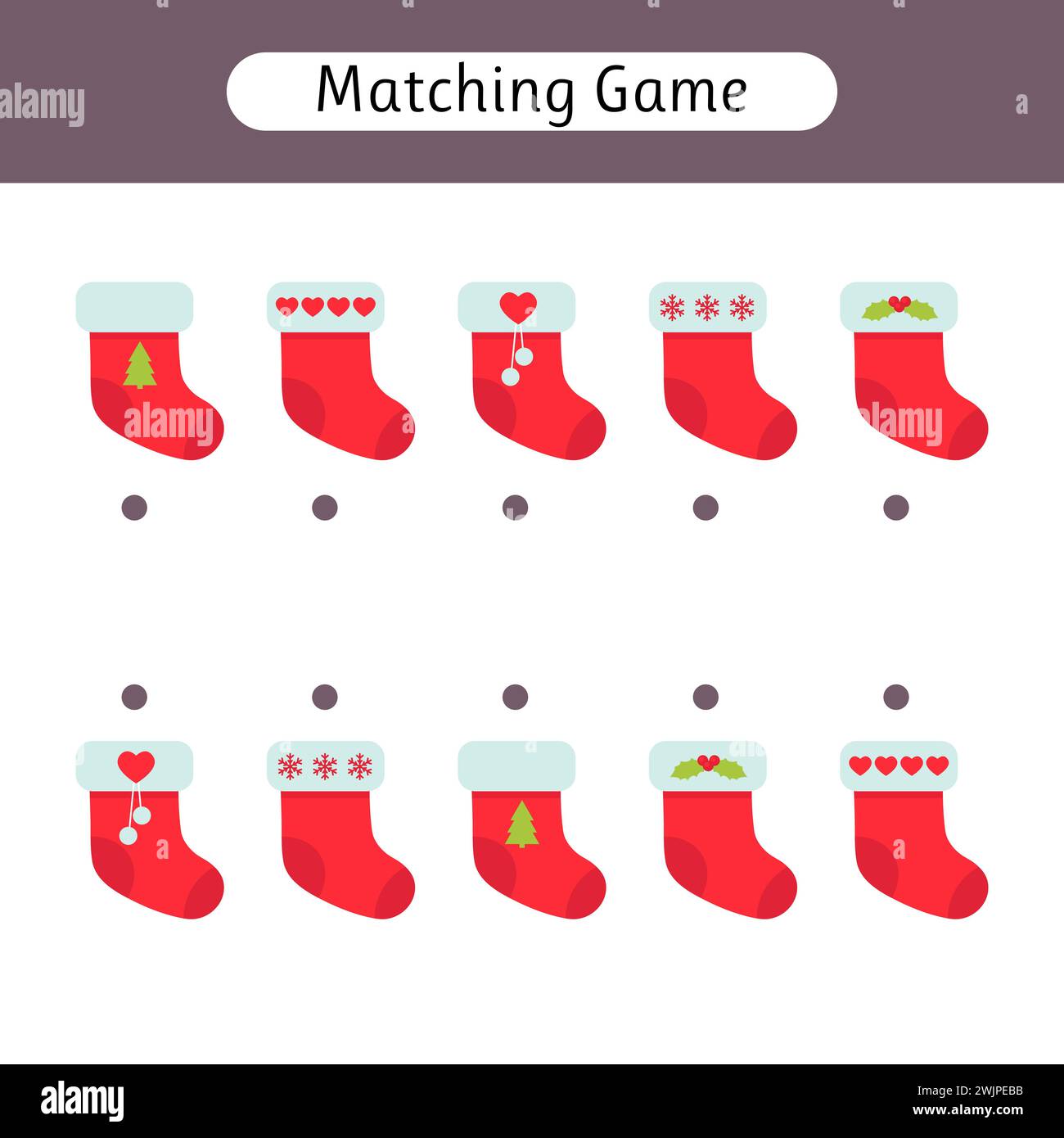 Matching game for kids. Worksheet with Christmas socks. Find the ...
