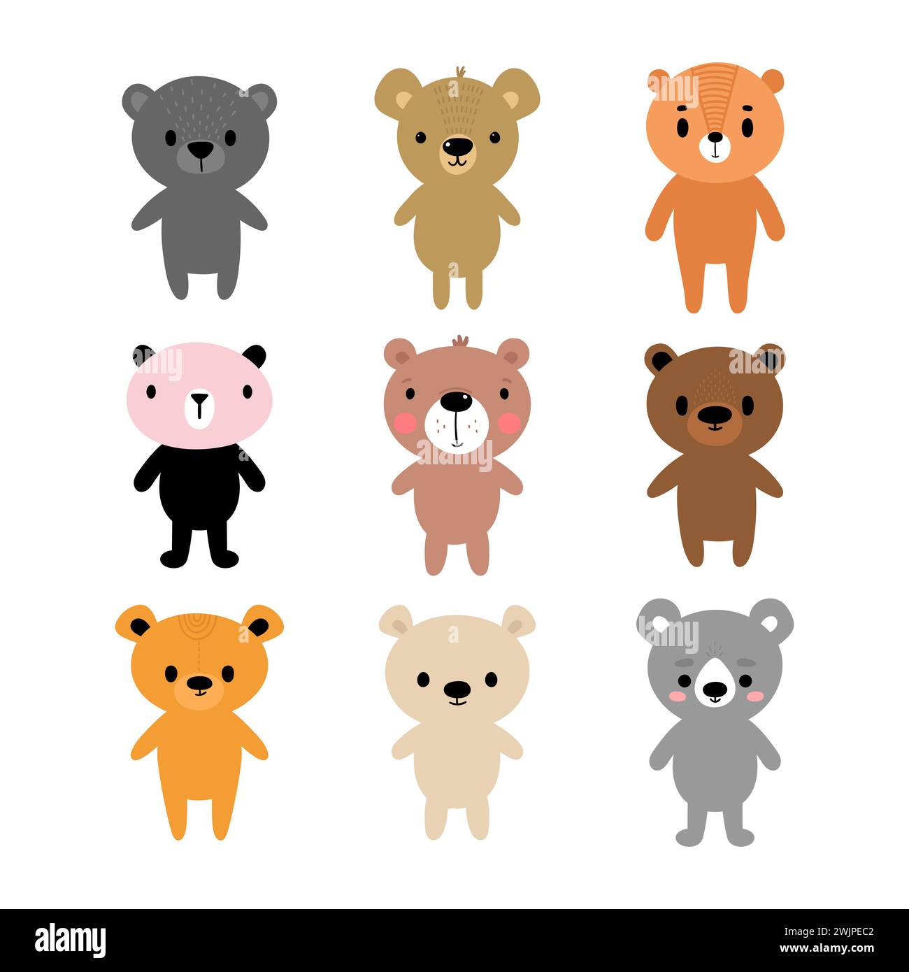 Adorable bears. Set of cute cartoon animals. Fits for designing baby ...