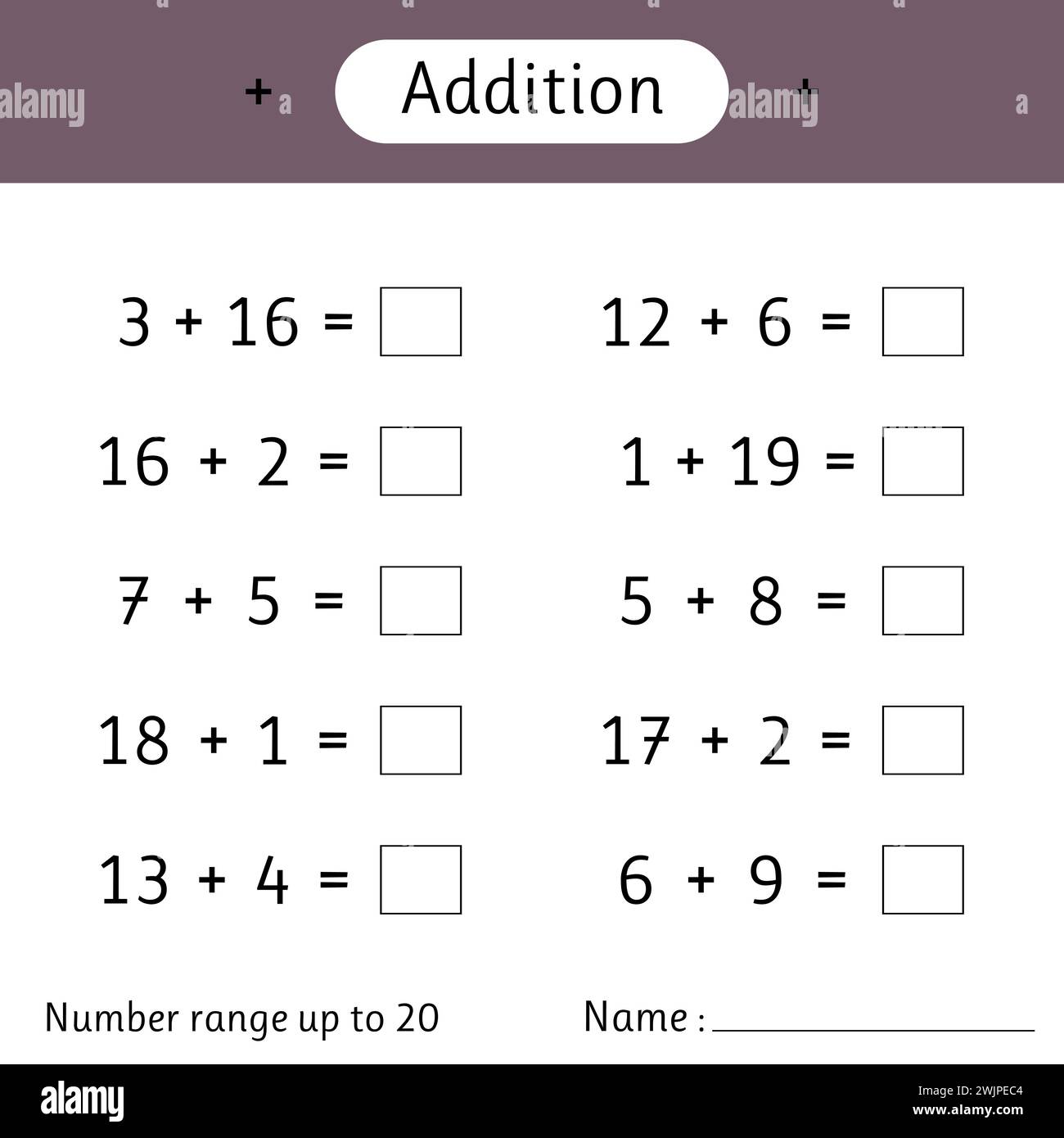 Addition. Number range up to 20. Math worksheet for kids. Mathematics ...