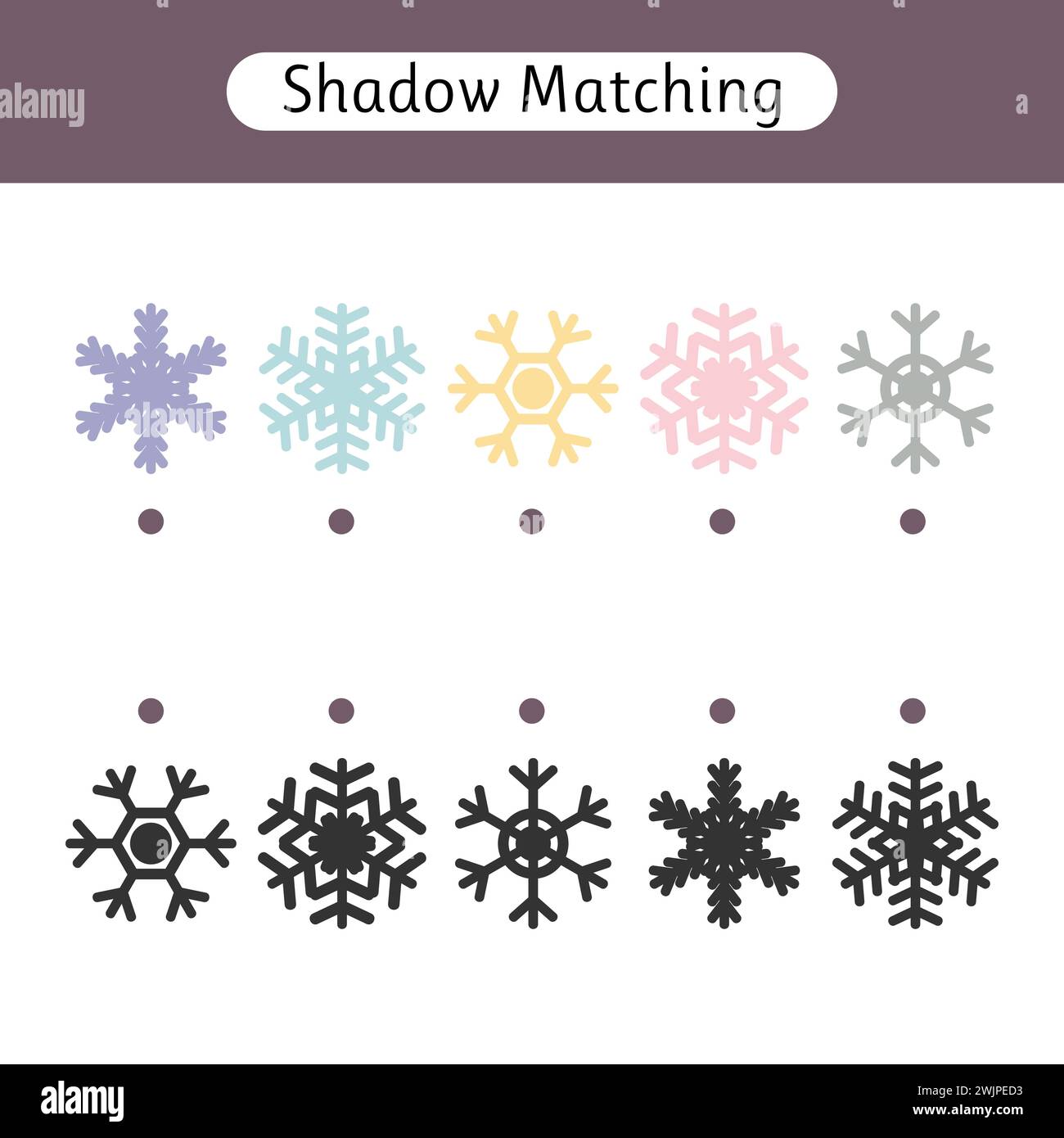 Matching game for kids. Worksheet with snowflakes. Find the correct ...