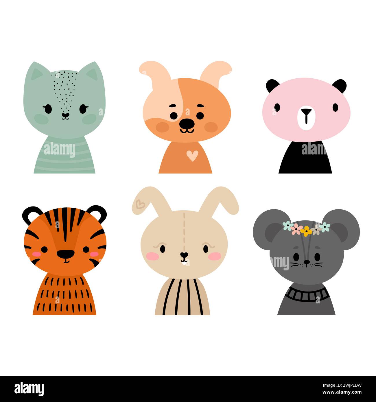 Cute cartoon animals for postcard, invitation, nursery, poster, t-shirt ...