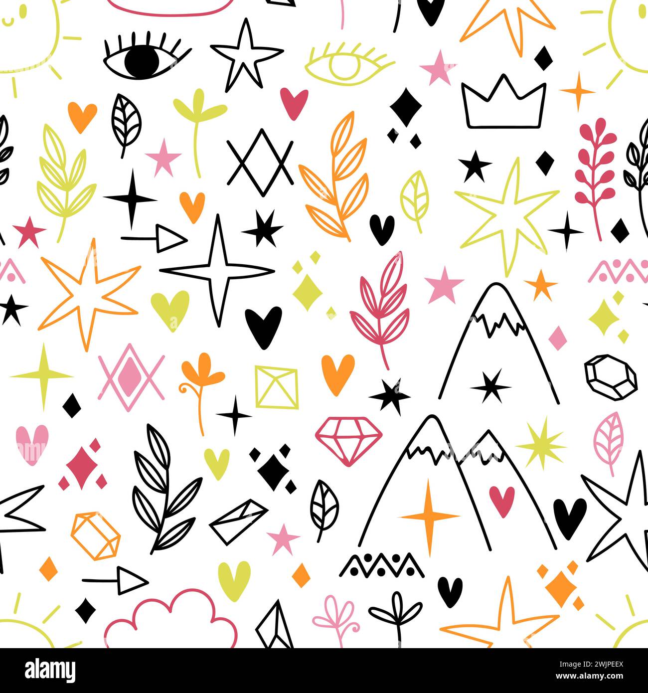 Cute seamless pattern with sketch design elements. Tattoo samples ...