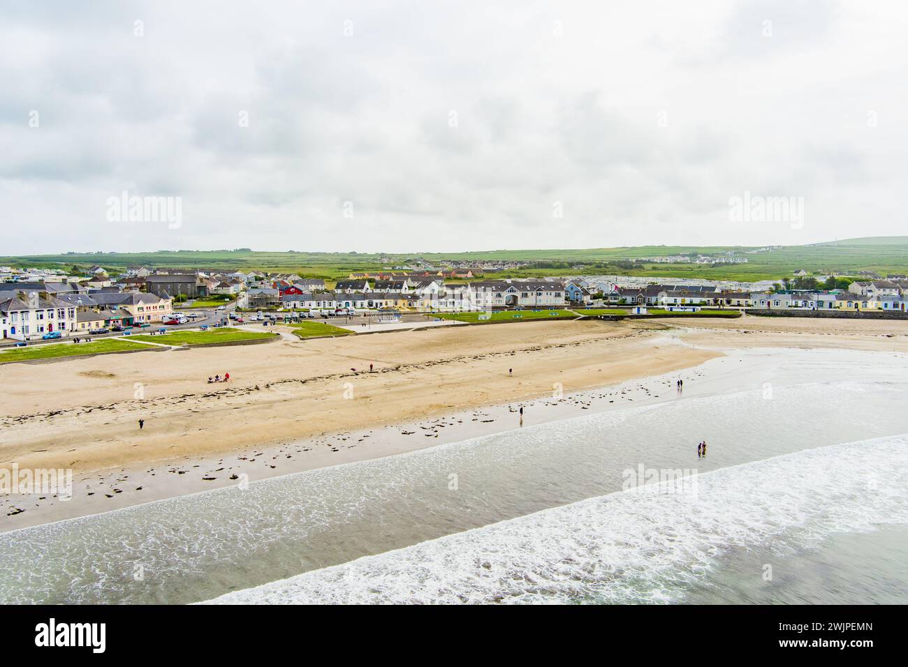 Aerial view of Kilkee, small coastal town, popular as a seaside resort ...
