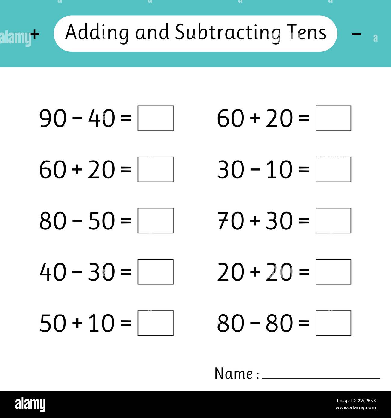 Adding and Subtracting Tens. School education. Mathematics. Development ...