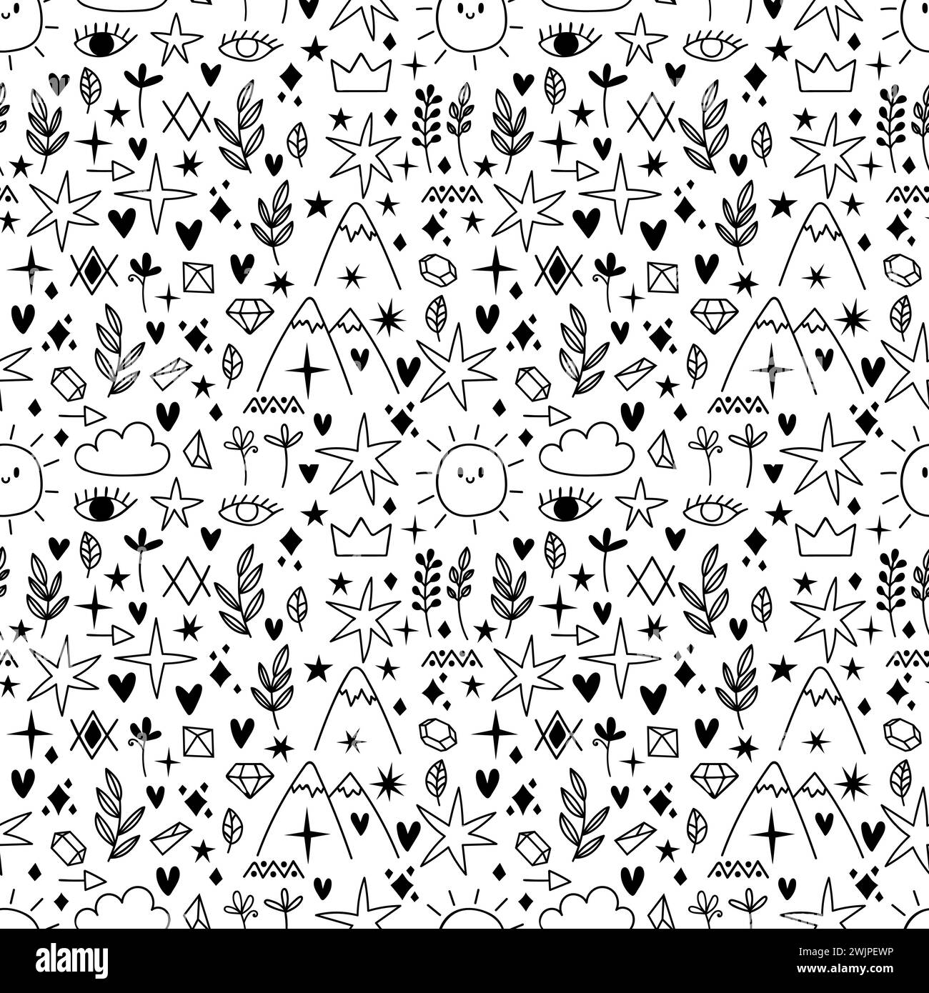 Seamless pattern with sketch design elements. Tattoo samples ...