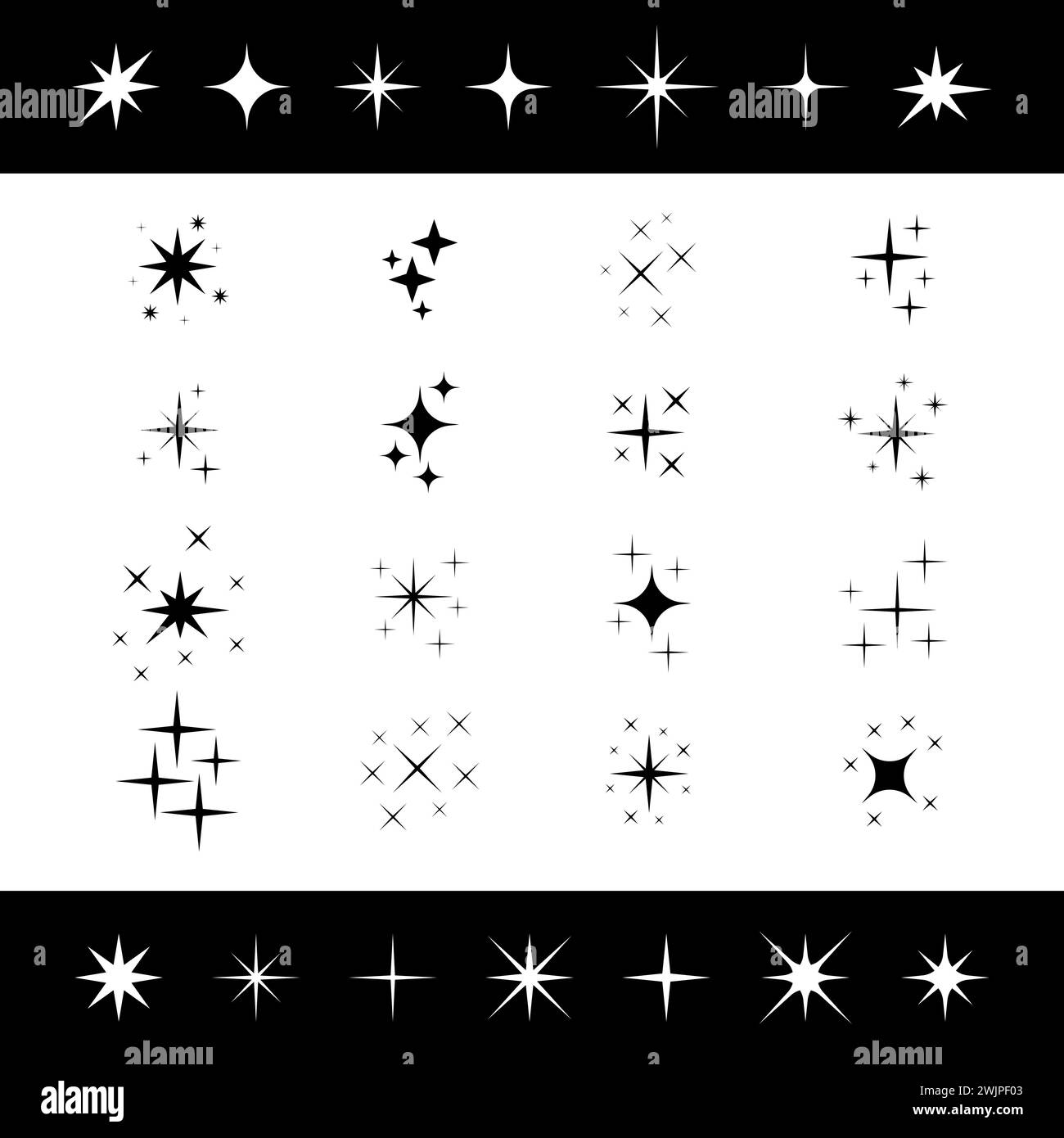 Sparkles icon set. Lights, stars. Glowing light effect of star shining ...