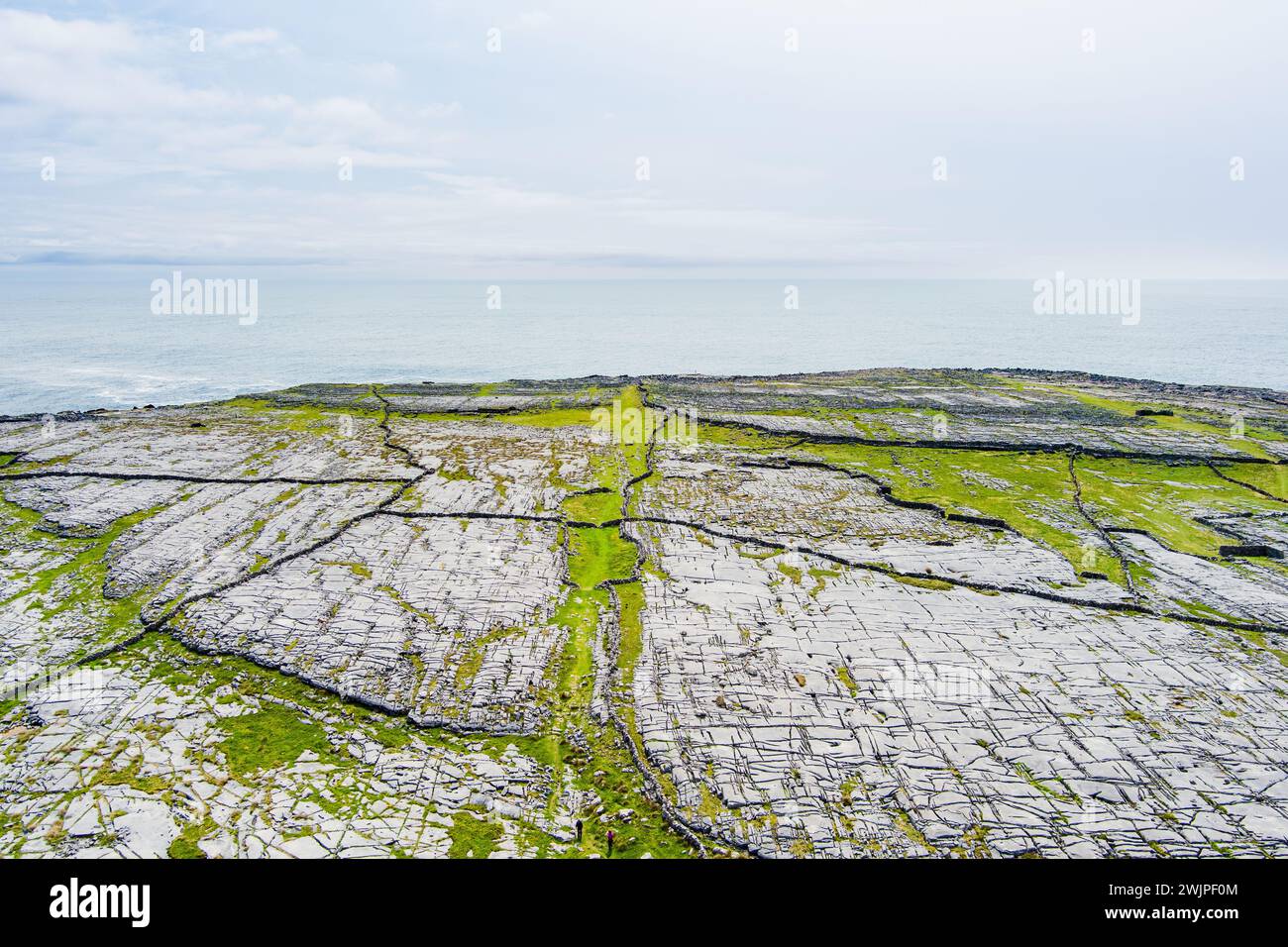 Aerial view of Inishmore or Inis Mor, the largest of the Aran Islands ...