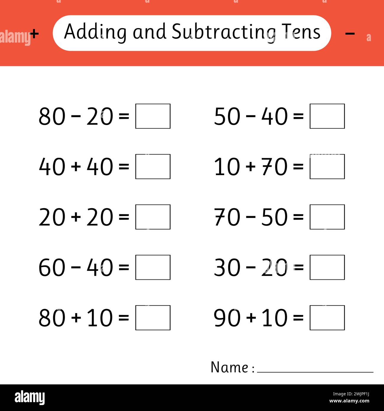 Adding and Subtracting Tens. School education. Mathematics. Math ...