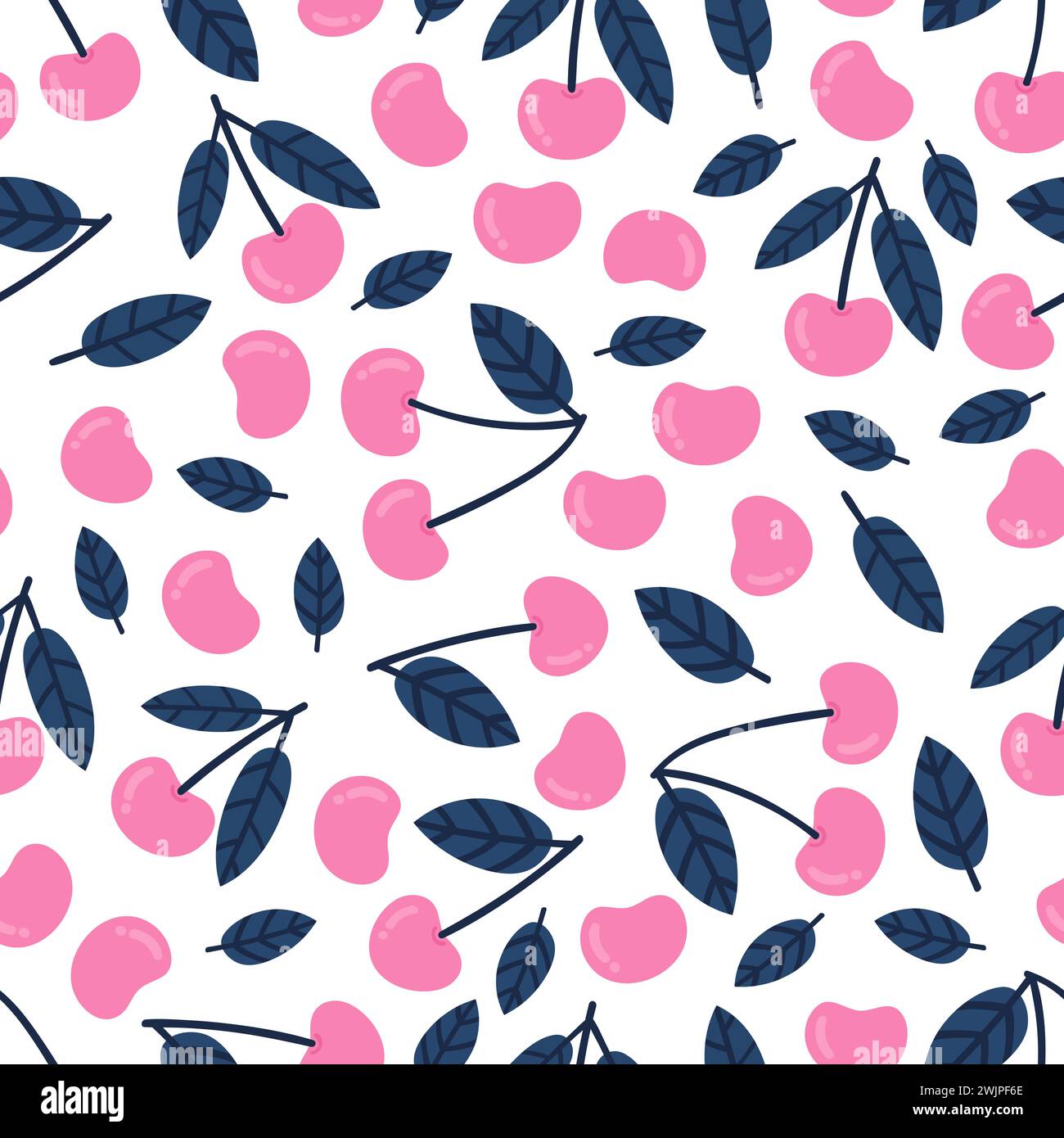 Cute seamless pattern with cherry. Sweet juicy cherries isolated on ...