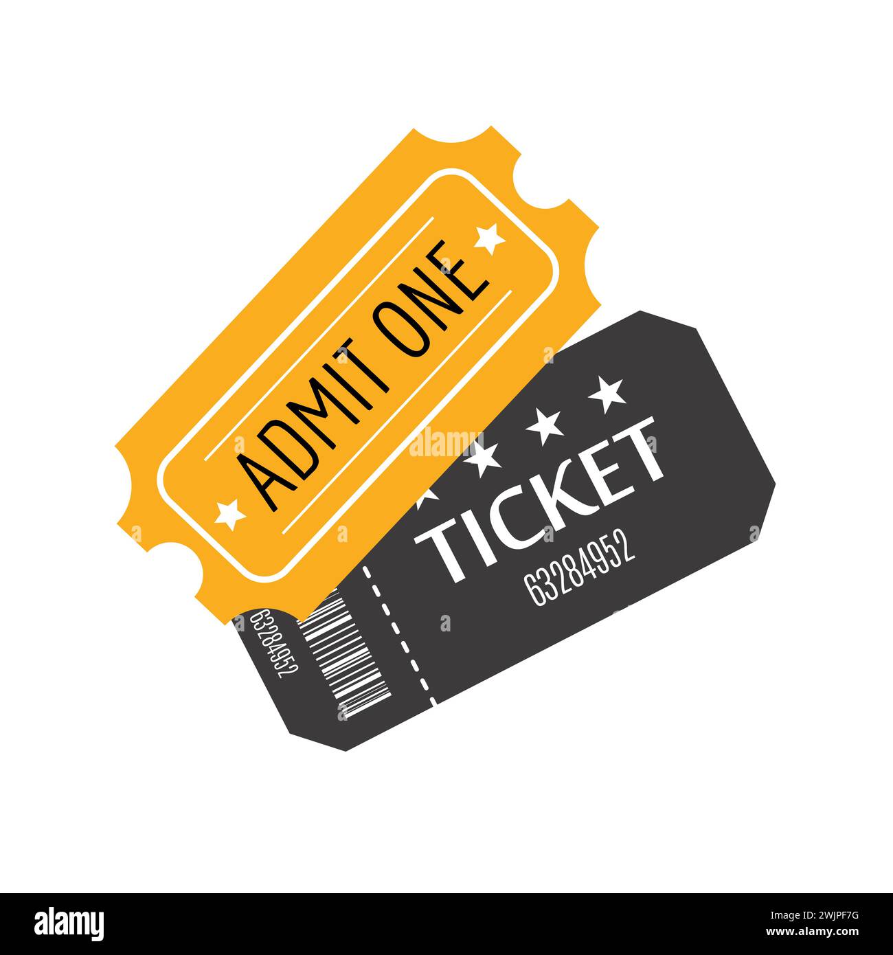 Two tickets close up top view isolated on white background. Ticket icon ... Two tickets close up top view isolated on white background. Ticket icon ...
