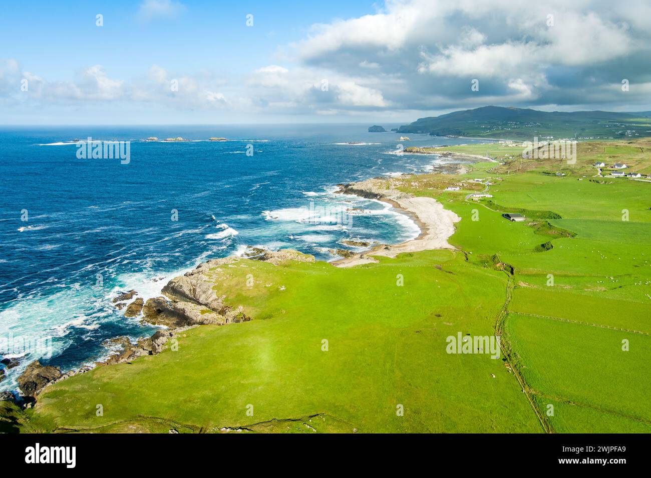 Aerial view of Portmor or Kitters Beach, Malin Head, Ireland's ...