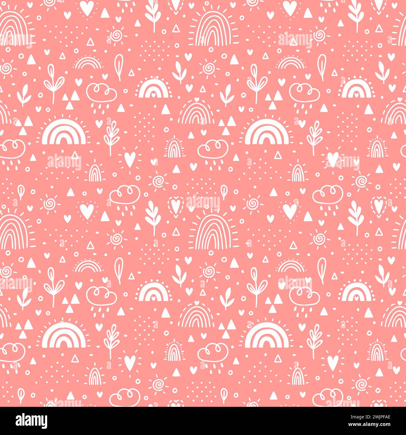 Cute seamless pattern. Background with rainbows. Nursery design. Trendy ...
