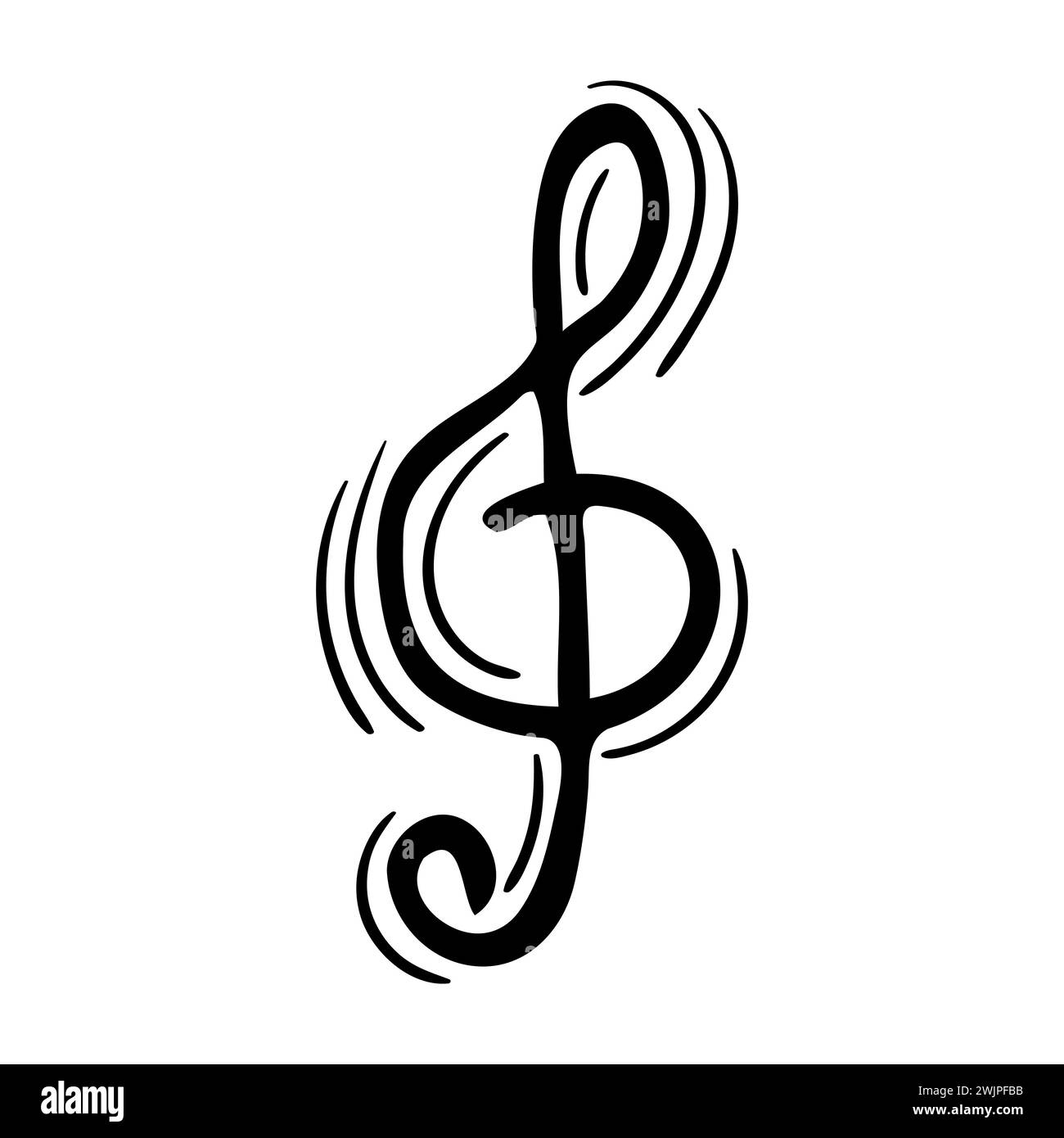 Hand drawn musical key icon isolated on white background. Music. Vector ...