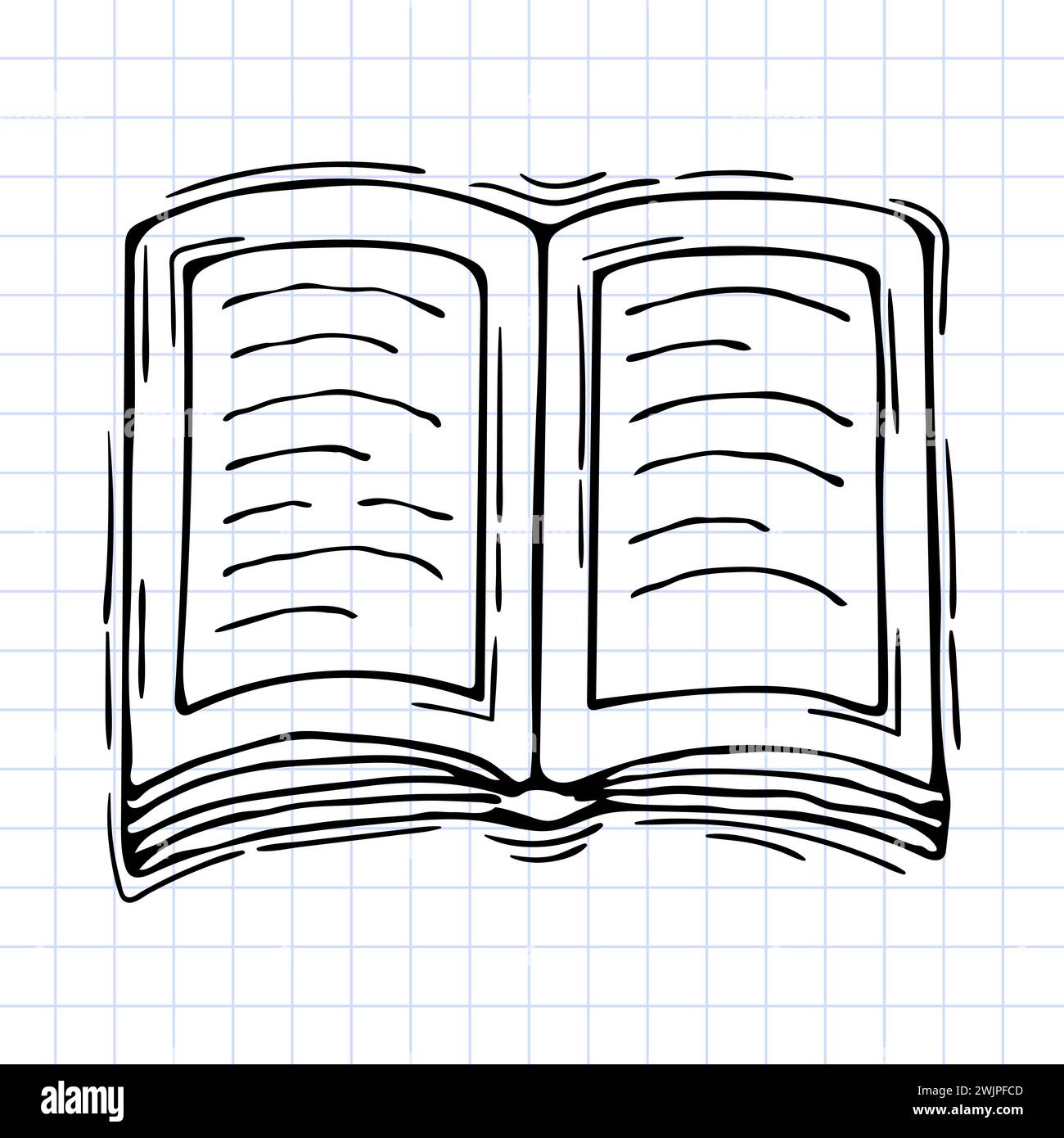 Hand drawn book, notebook. Outline icon. Sketch style. Checkered ...