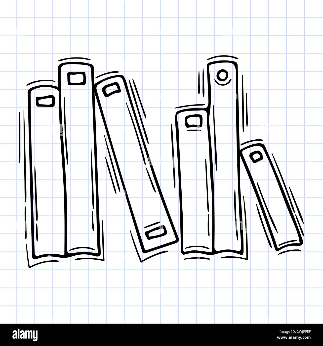 Hand drawn collection of books, folders. Outline icon. Sketch style ...
