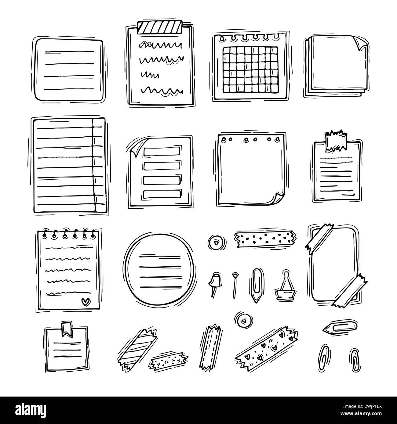 Hand drawn books, documents, notebook and sheets of paper. Stationery ...
