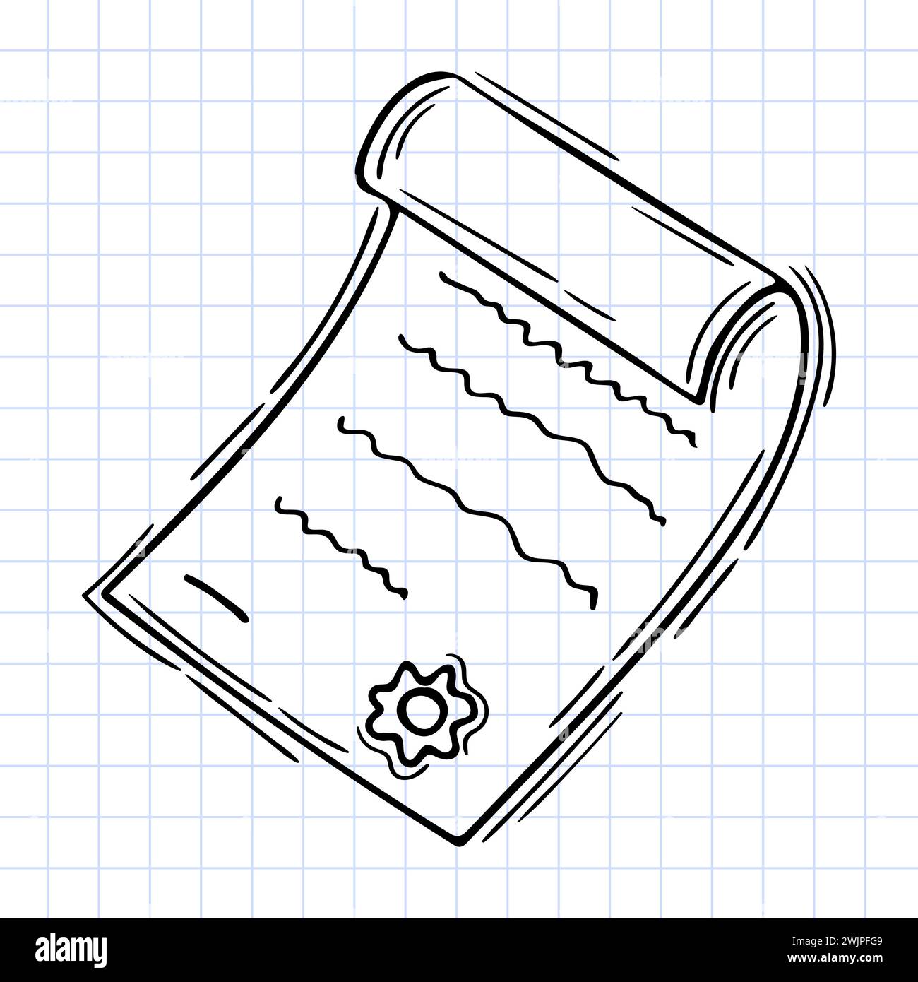 Hand drawn diploma, certificate with award, charter. Outline icon ...