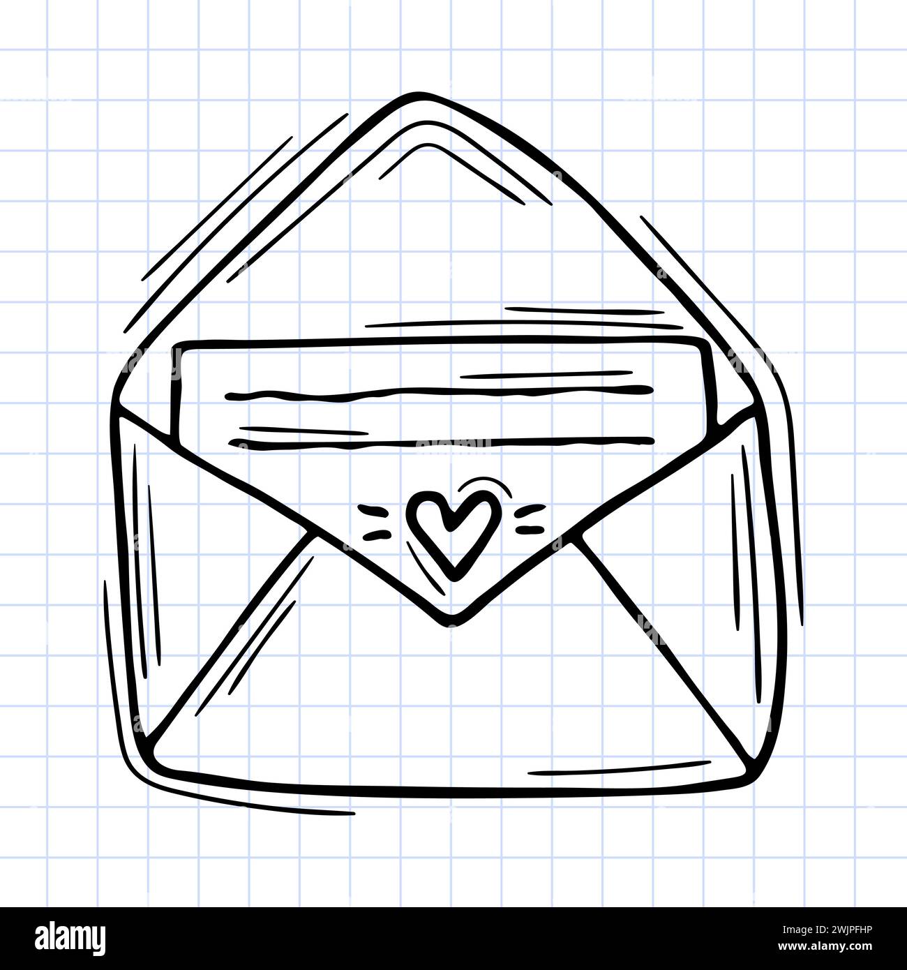 Hand drawn envelope with documents. Outline icon. Sketch style ...