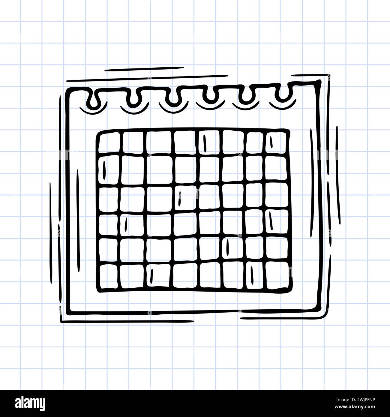 Hand drawn paper sheet. Outline icon. Sketch style. Checkered ...