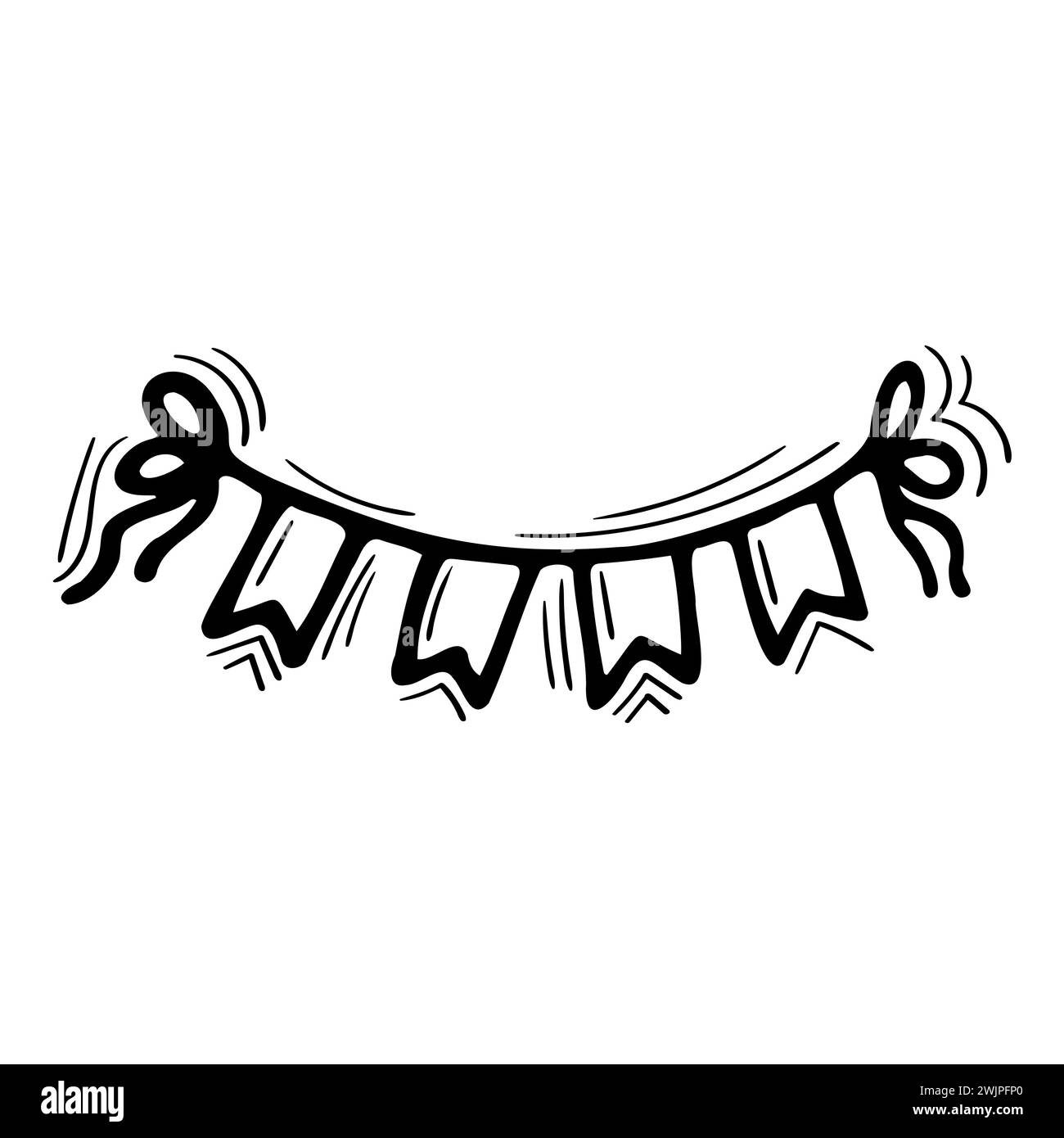 Hand drawn garland with flags icon isolated on white background ...