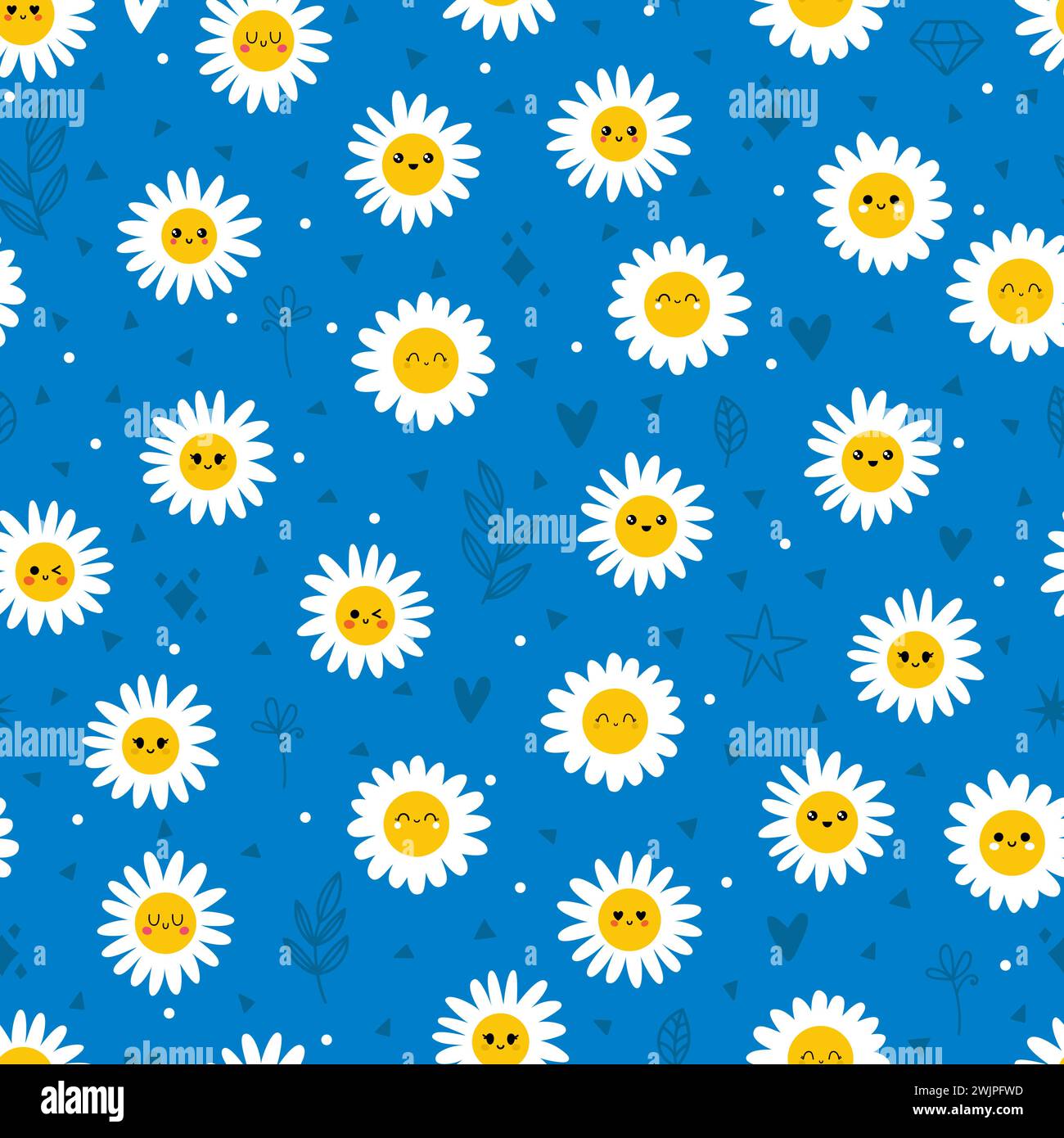 Cute floral seamless pattern. Daisy flowers seamless pattern. Beautiful ...