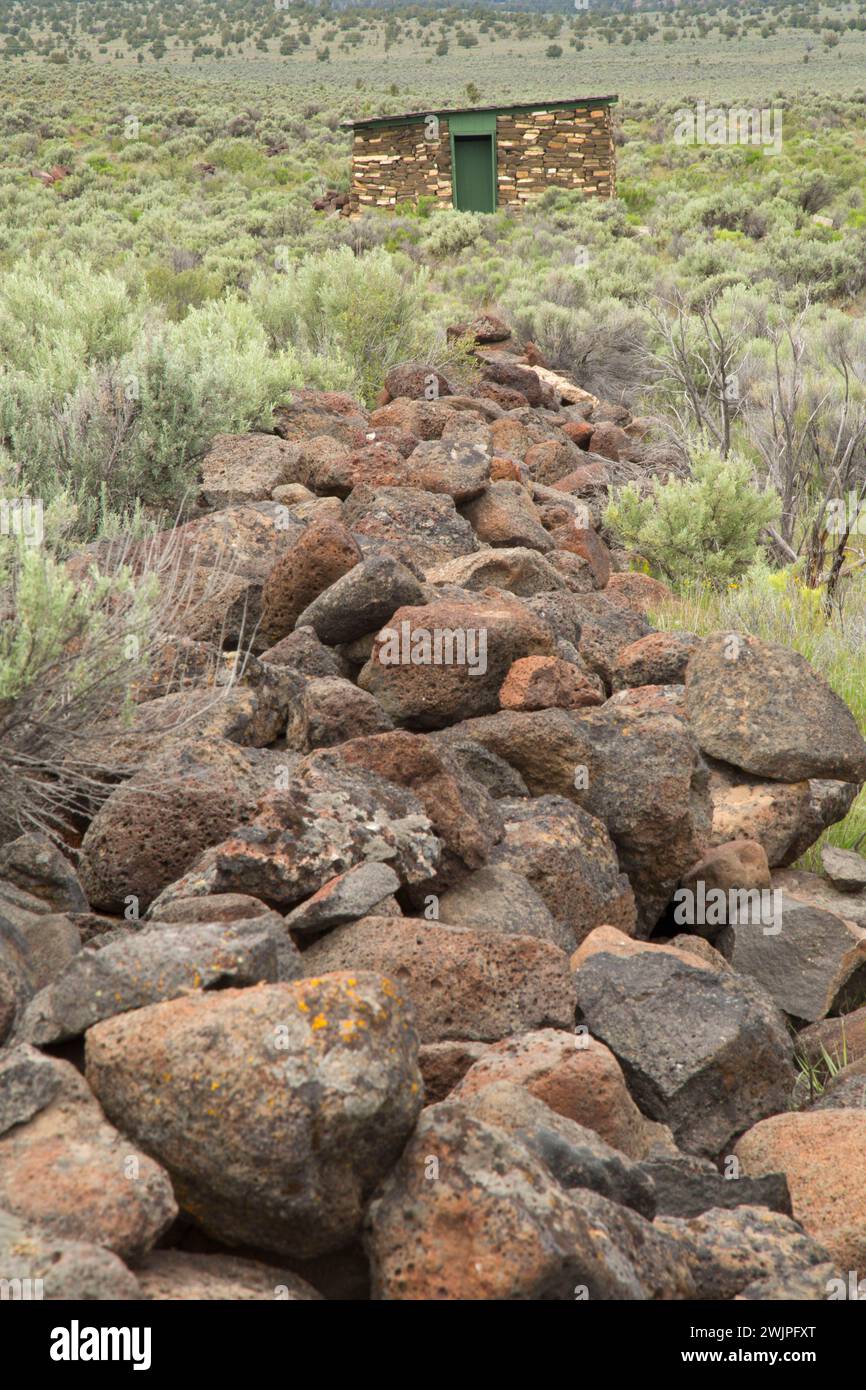 Cold Storage Building with rock wall, Camp Gap Ranch, Burns District ...
