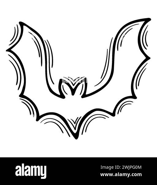 Hand drawn bat. Doodle style silhouette of animal. Sketch design ...