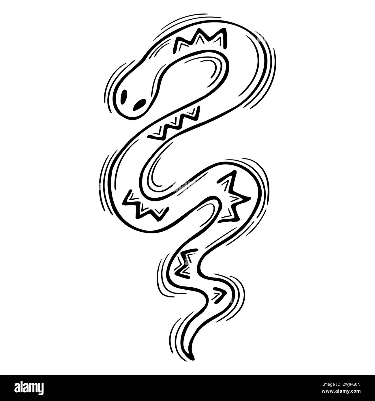 Animal silhouette. Hand drawn snake. Element of esotericism, mysticism ...