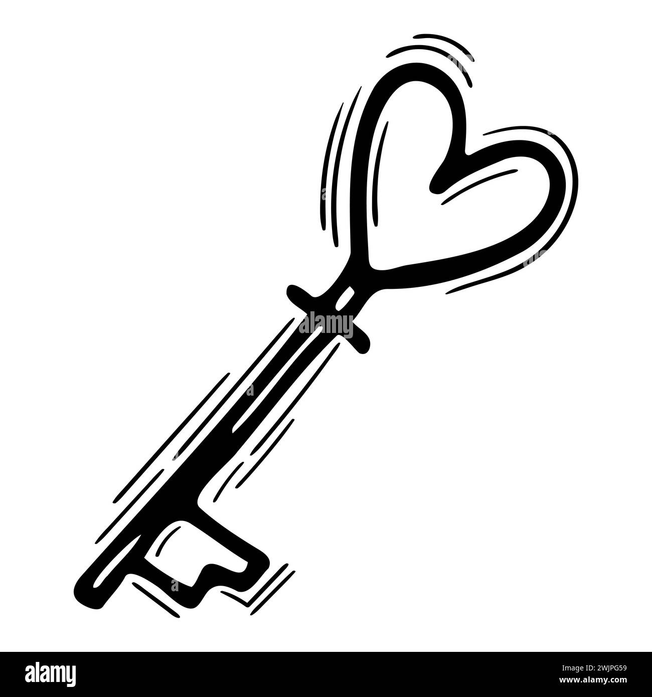 Hand drawn key. Symbol of esotericism, mysticism, witchcraft. Secret ...