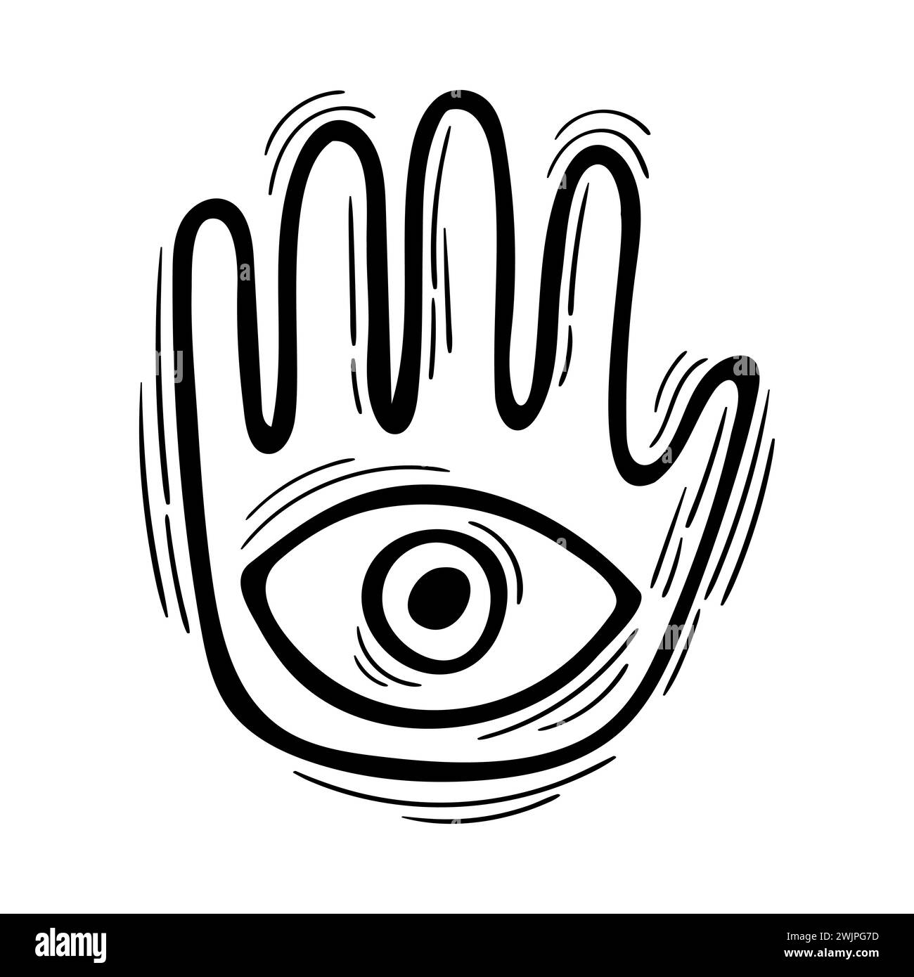 Magic hand. Hand drawn magical vintage sign. Mystical element ...