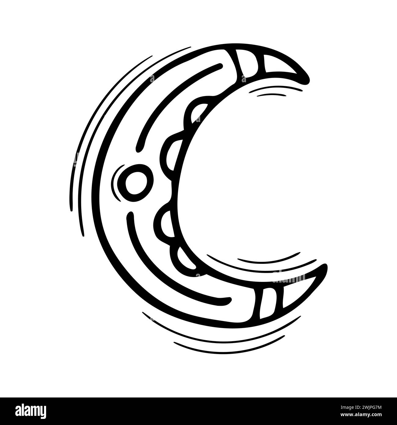 Hand drawn moon. Magical sign. Astrological symbol. Doodle crescent ...