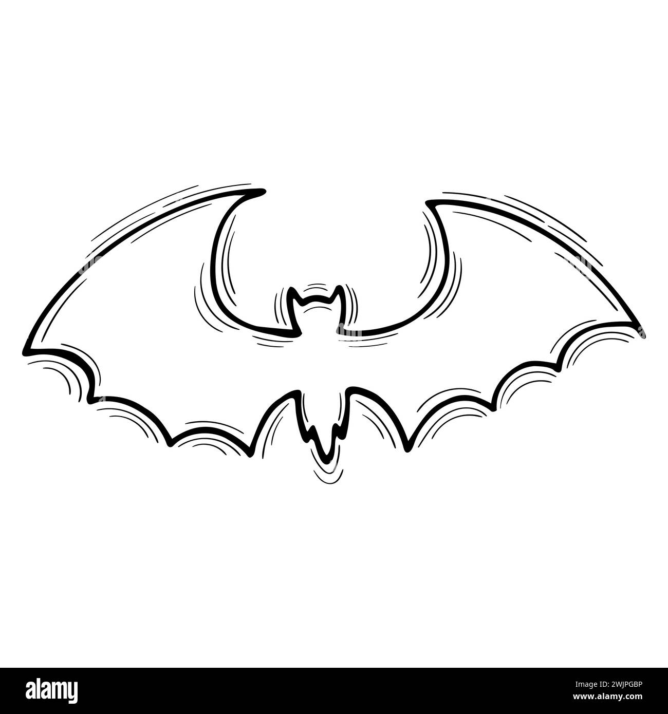 Hand drawn bat. Doodle style silhouette of animal. Halloween. Sketch ...