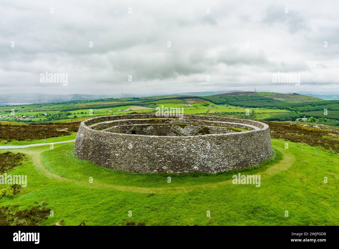 Grianan of Aileach, ancient drystone ring fort, part of lager ...