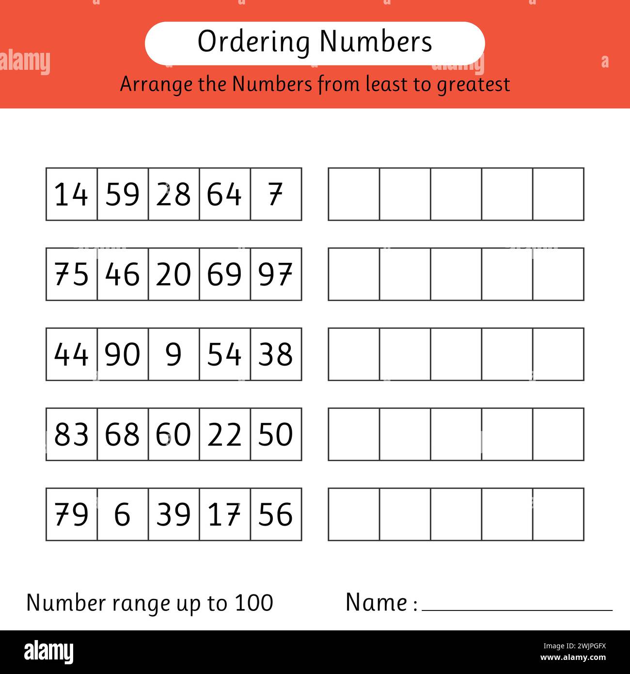 Ordering numbers worksheet. Arrange the numbers from least to greatest ...