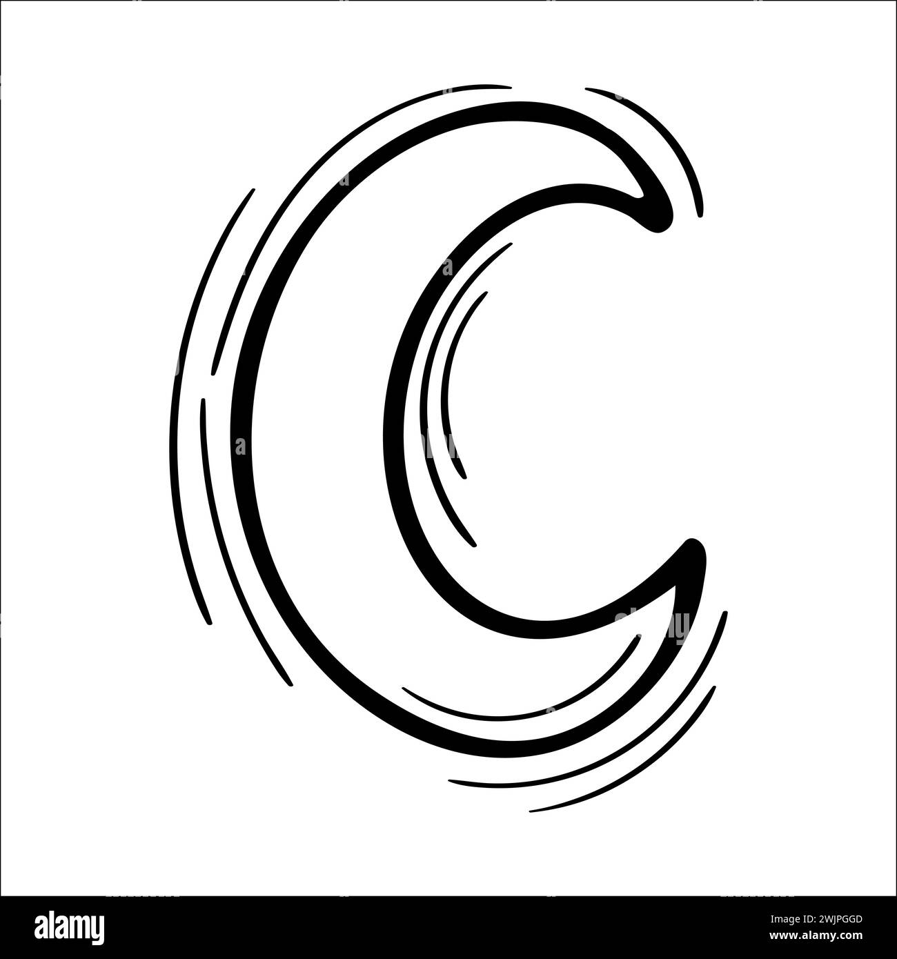 Hand drawn moon. Magical sign. Doodle crescent moon. Astrological ...