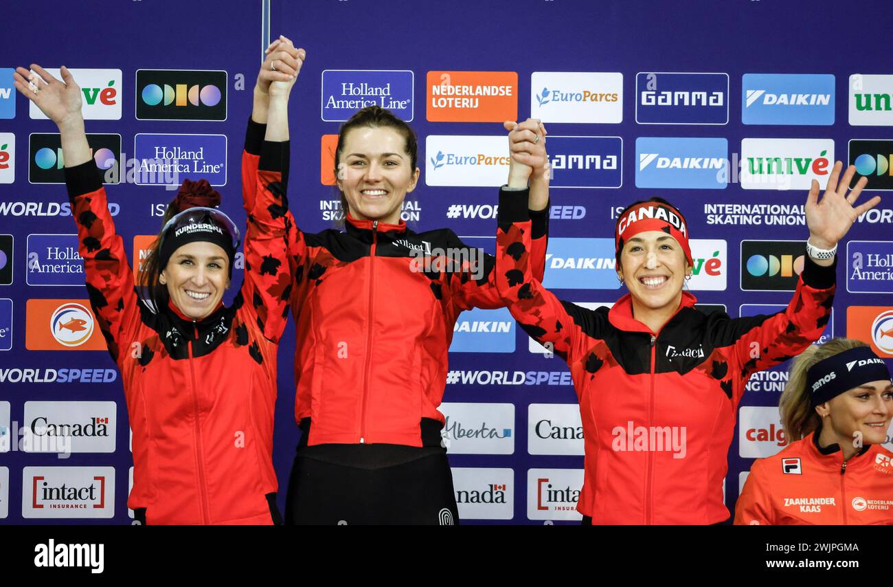Calgary, Canada. 16th Feb, 2024. Canada's Ivanie Blondin, left to right ...