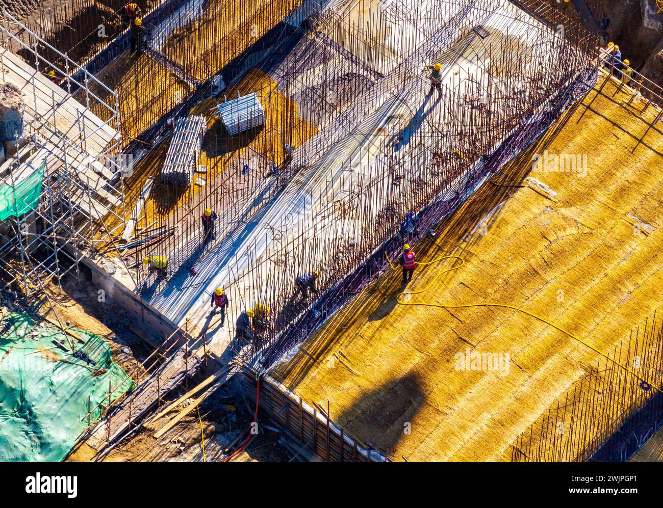 HUAI'AN, CHINA - FEBRUARY 16, 2024 - Workers work at the construction ...