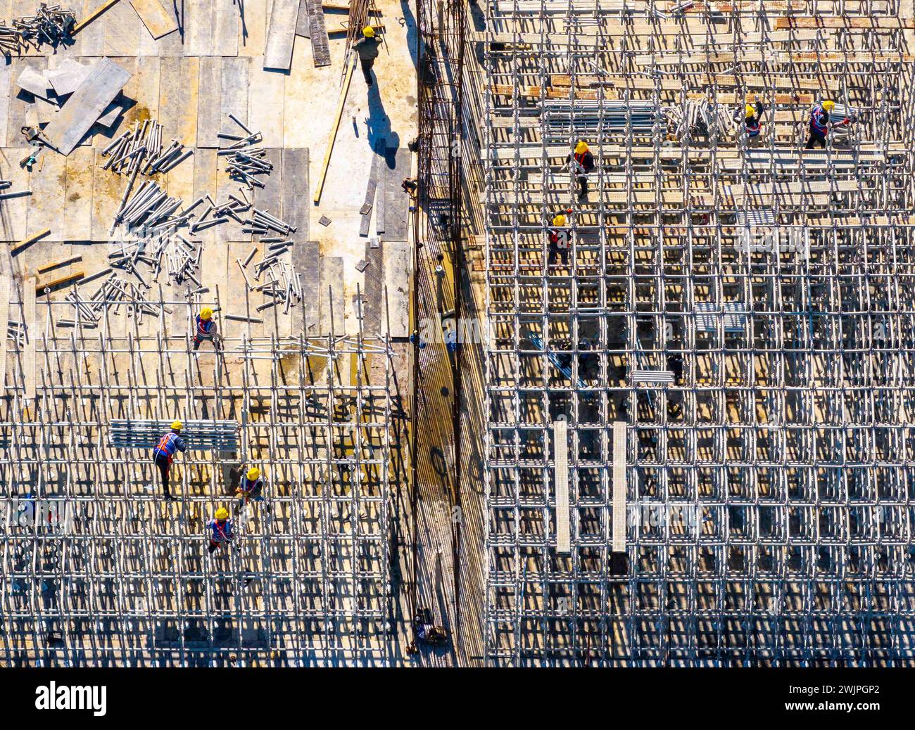 HUAI'AN, CHINA - FEBRUARY 16, 2024 - Workers work at the construction ...