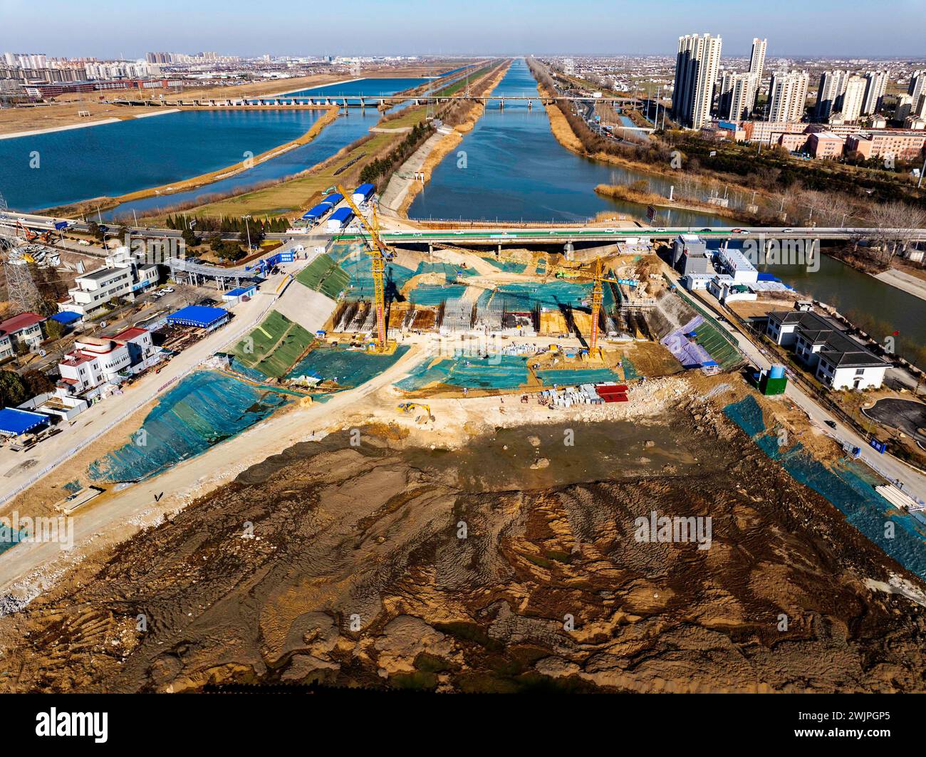 HUAI'AN, CHINA - FEBRUARY 16, 2024 - Workers work at the construction ...