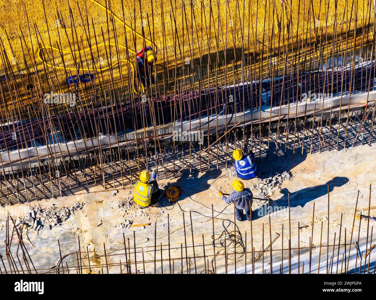 HUAI'AN, CHINA - FEBRUARY 16, 2024 - Workers work at the construction ...