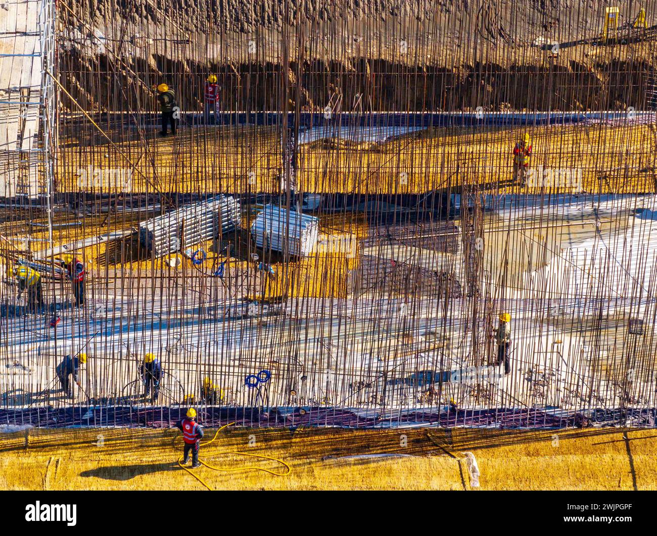 HUAI'AN, CHINA - FEBRUARY 16, 2024 - Workers work at the construction ...