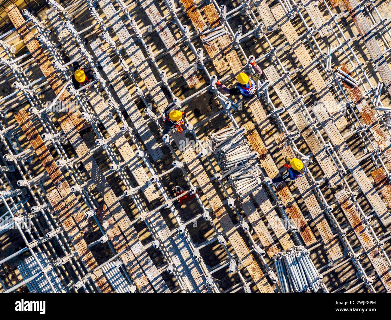 HUAI'AN, CHINA - FEBRUARY 16, 2024 - Workers work at the construction ...