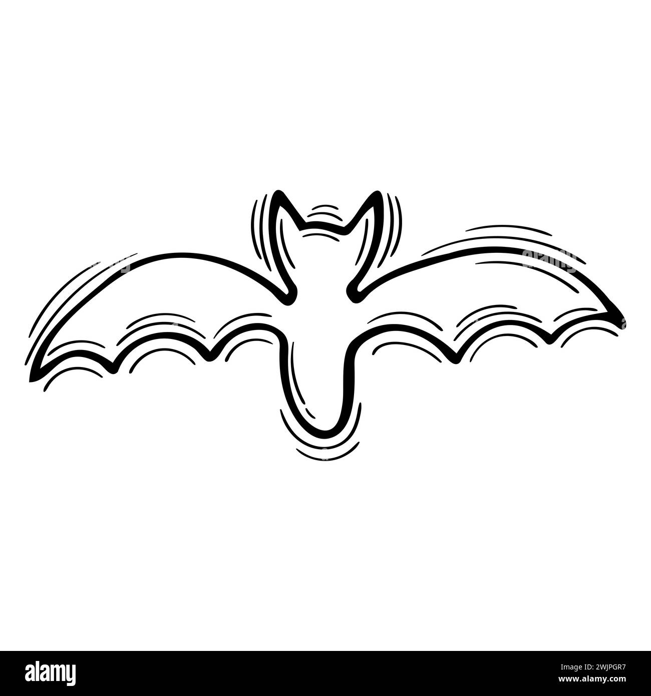 Hand drawn bat. Doodle style silhouette of animal. Sketch design ...