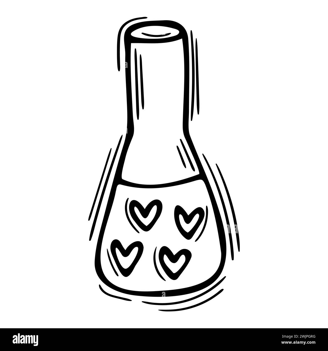 Hand drawn magic bottle with love potion. Witchcraft. Doodle alchemist ...