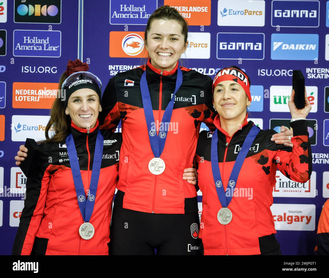 Calgary, Canada. 16th Feb, 2024. Canada's Ivanie Blondin, left to right ...