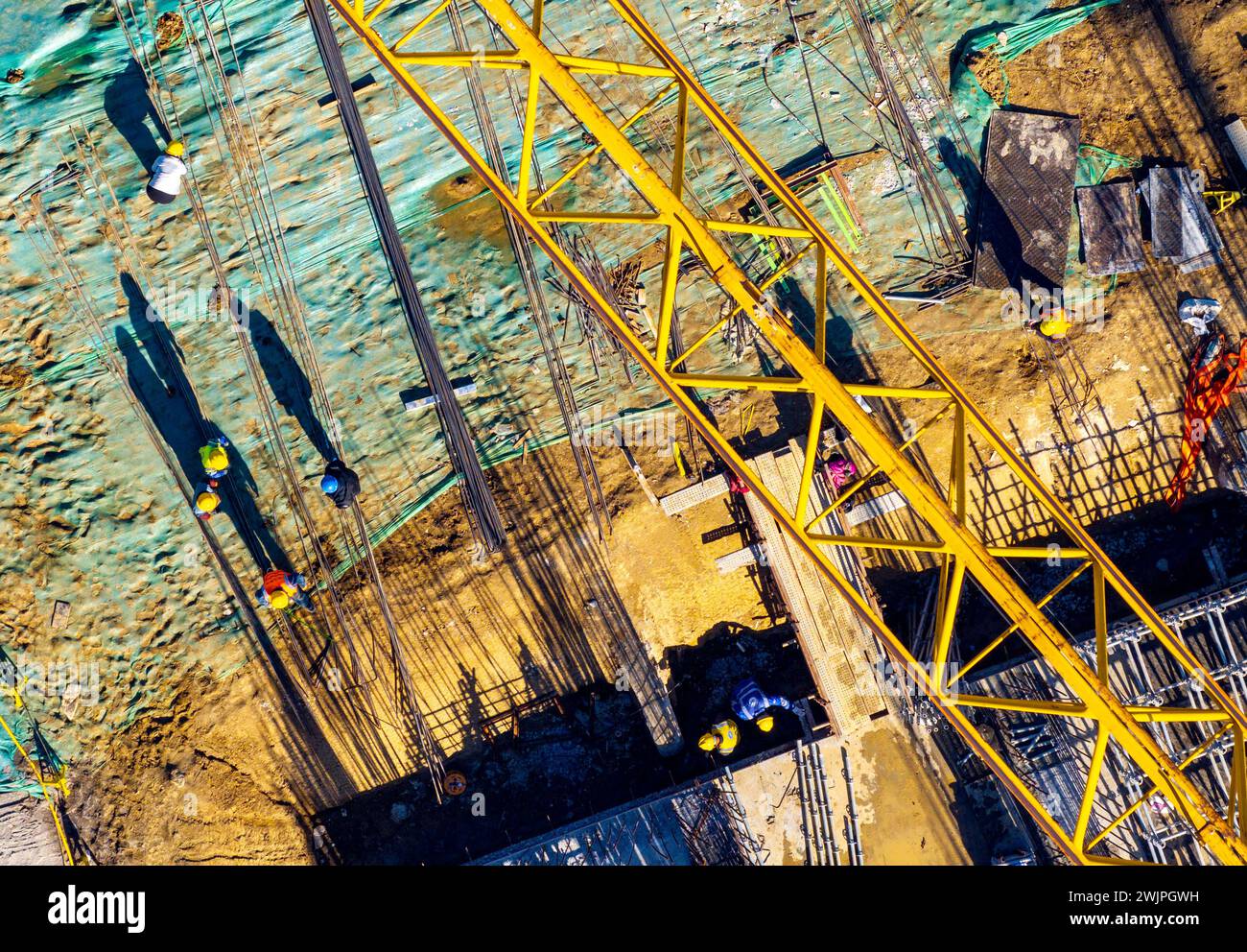 HUAI'AN, CHINA - FEBRUARY 16, 2024 - Workers work at the construction ...