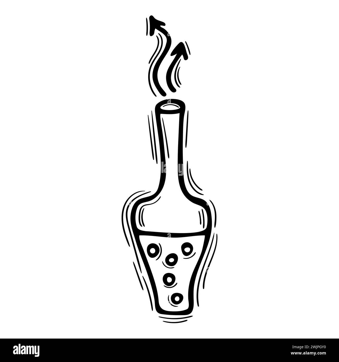 Hand drawn magic bottle with love potion. Witchcraft. Doodle alchemist ...