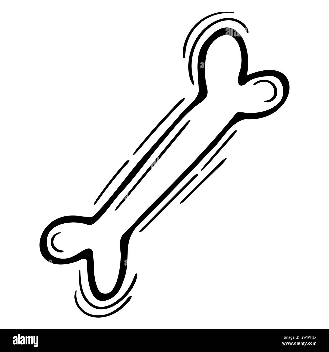 Hand drawn bone. Sketched design element. Doodle Halloween bone. Vector ...