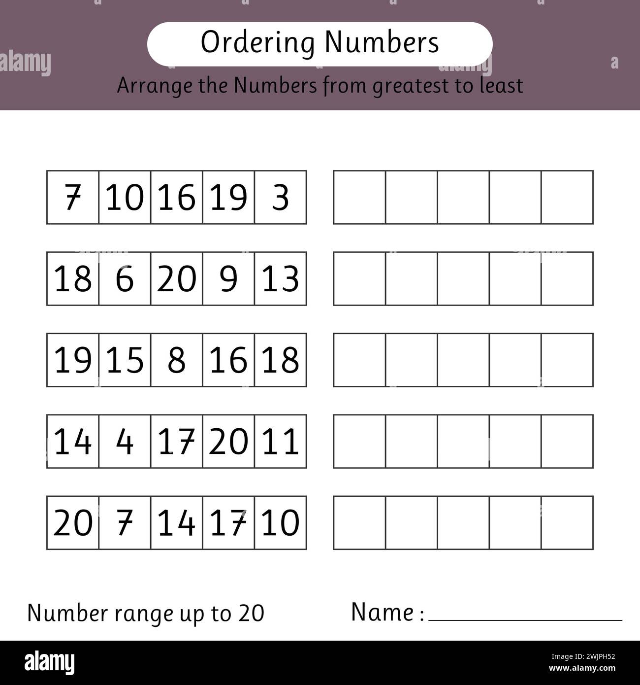 Ordering numbers worksheet. Number range up to 20. Arrange the numbers ...