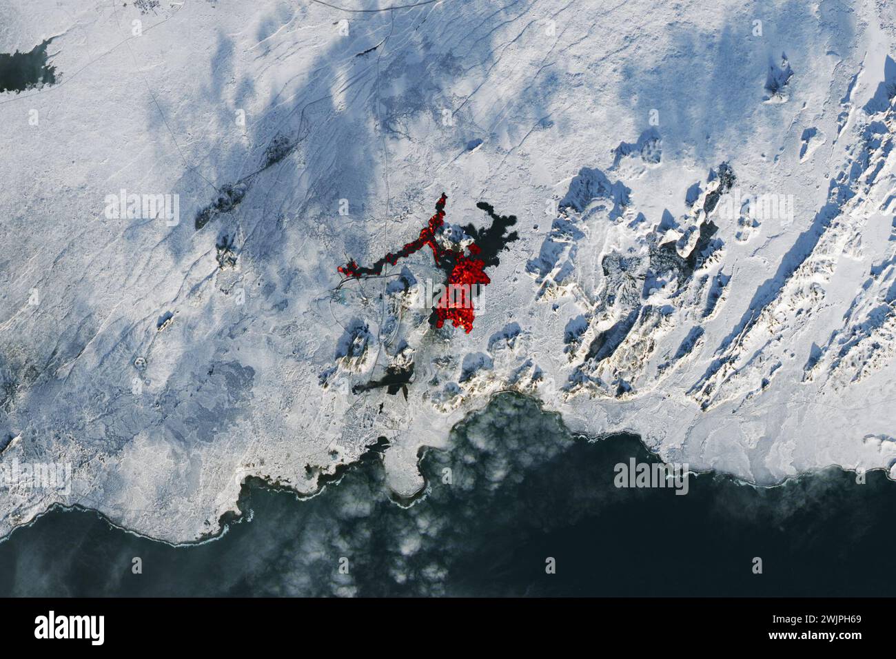 Iceland. 10th Feb, 2024. After a lull in activity, fresh lava has once ...